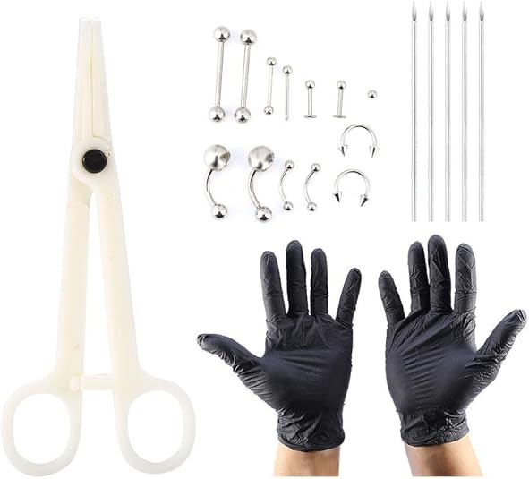 Amazon.com: 20Pcs/Set Professional Body Piercing Tool Kit Tongue Nose ...