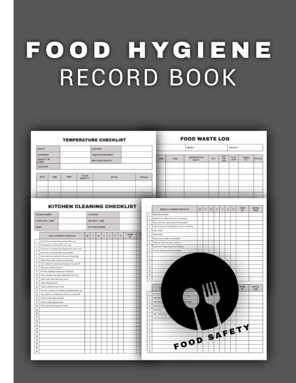 Food Hygiene Record Book: Book including Food Fridge Temperature ...