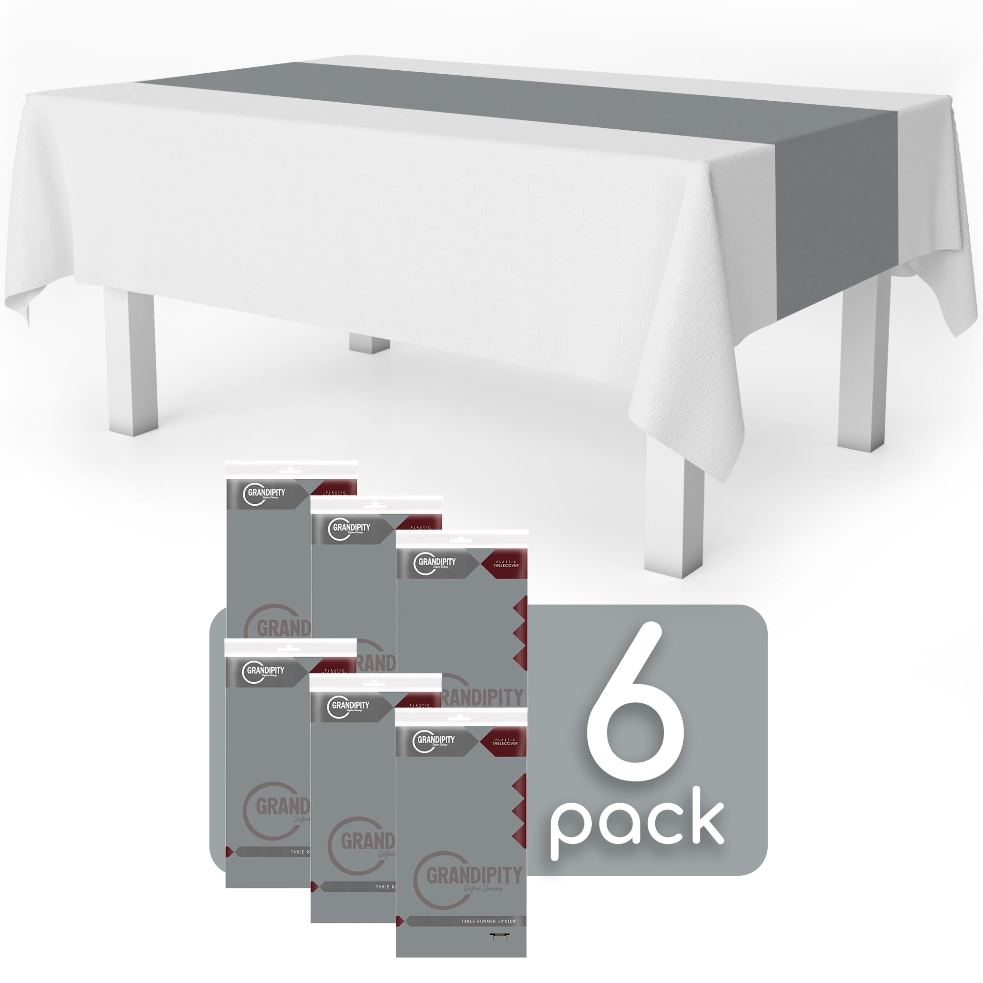 Snapklik.com : Silver 6 Pack Premium Disposable Plastic Table Runner 14 ...