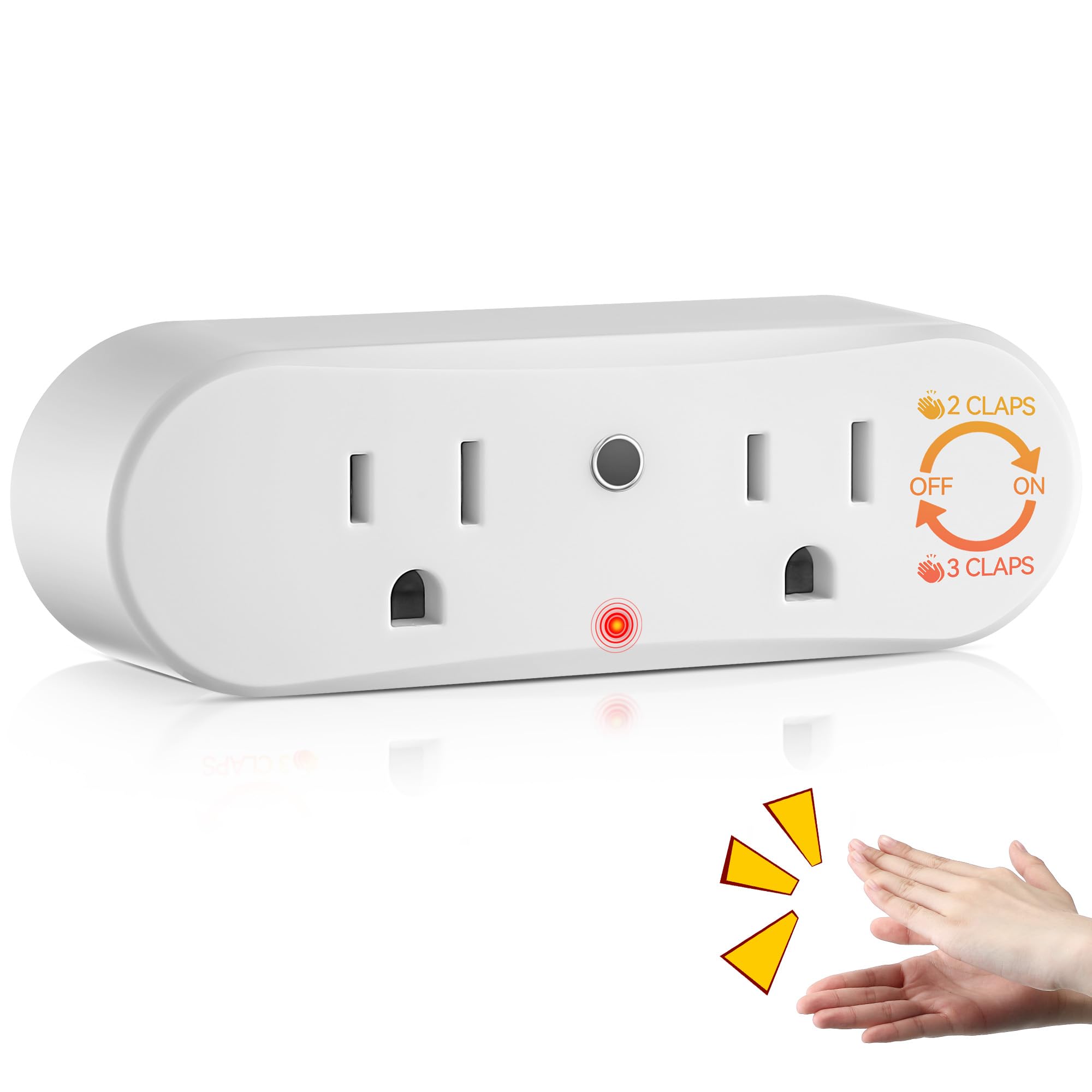 Clapping Light Control Switch, Wireless Wall Outlet with 2 Output ...