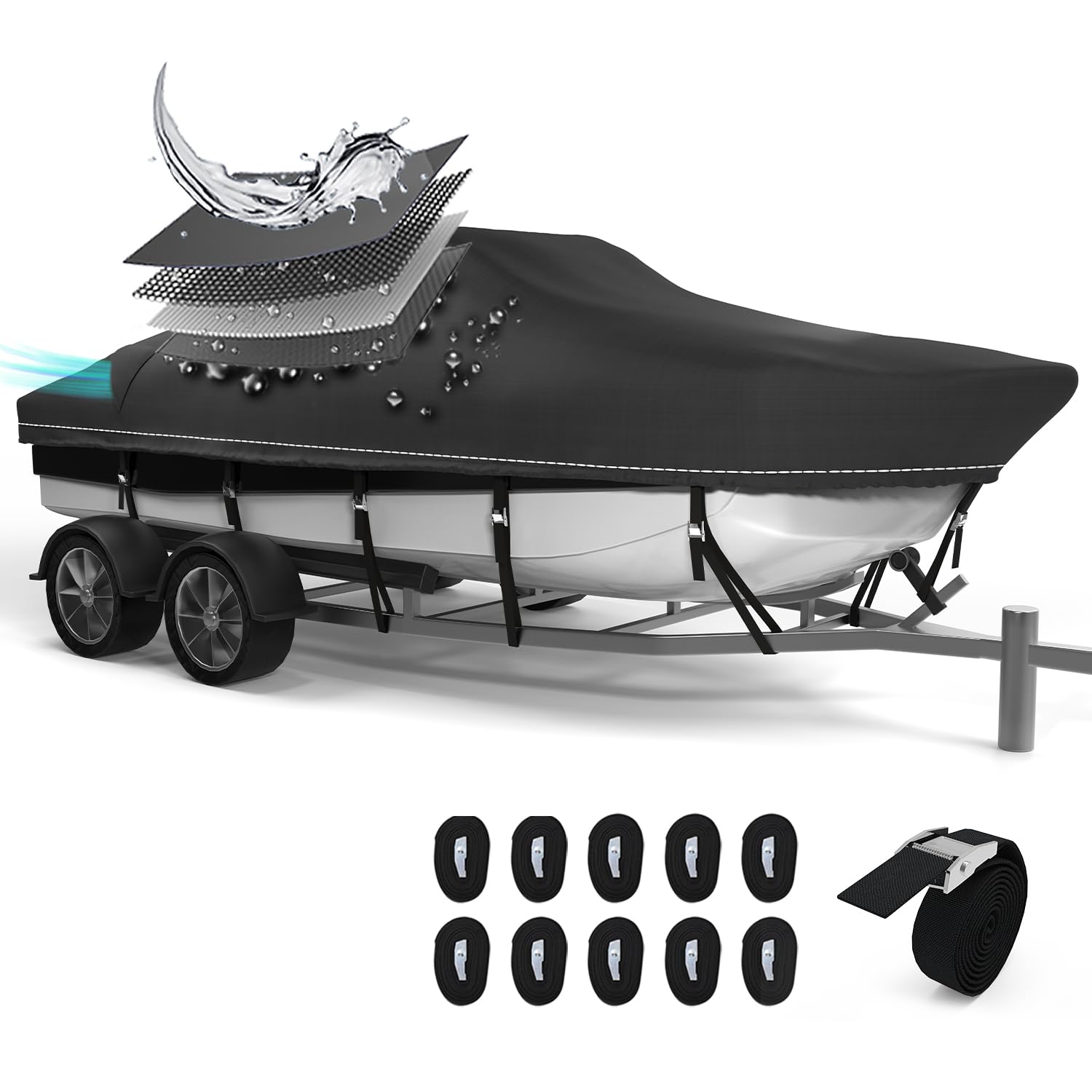 Amazon.com: KFW Boat Covers 17-19ft 20-22 ft, Upgrade 1200D Waterproof ...