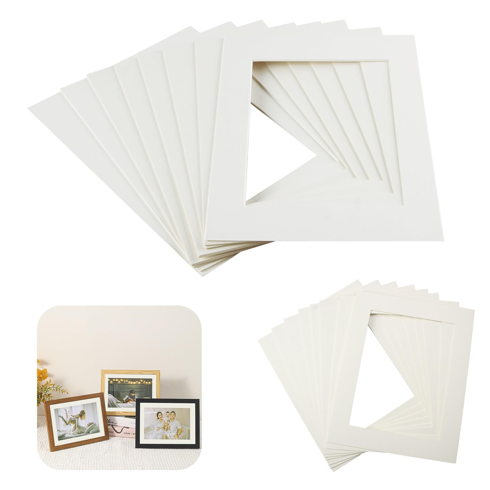 8 Pcs 8 x 10'' and 8 Pcs 5 x 7'' White Picture Mounts, Fit 6 x 8'' and ...