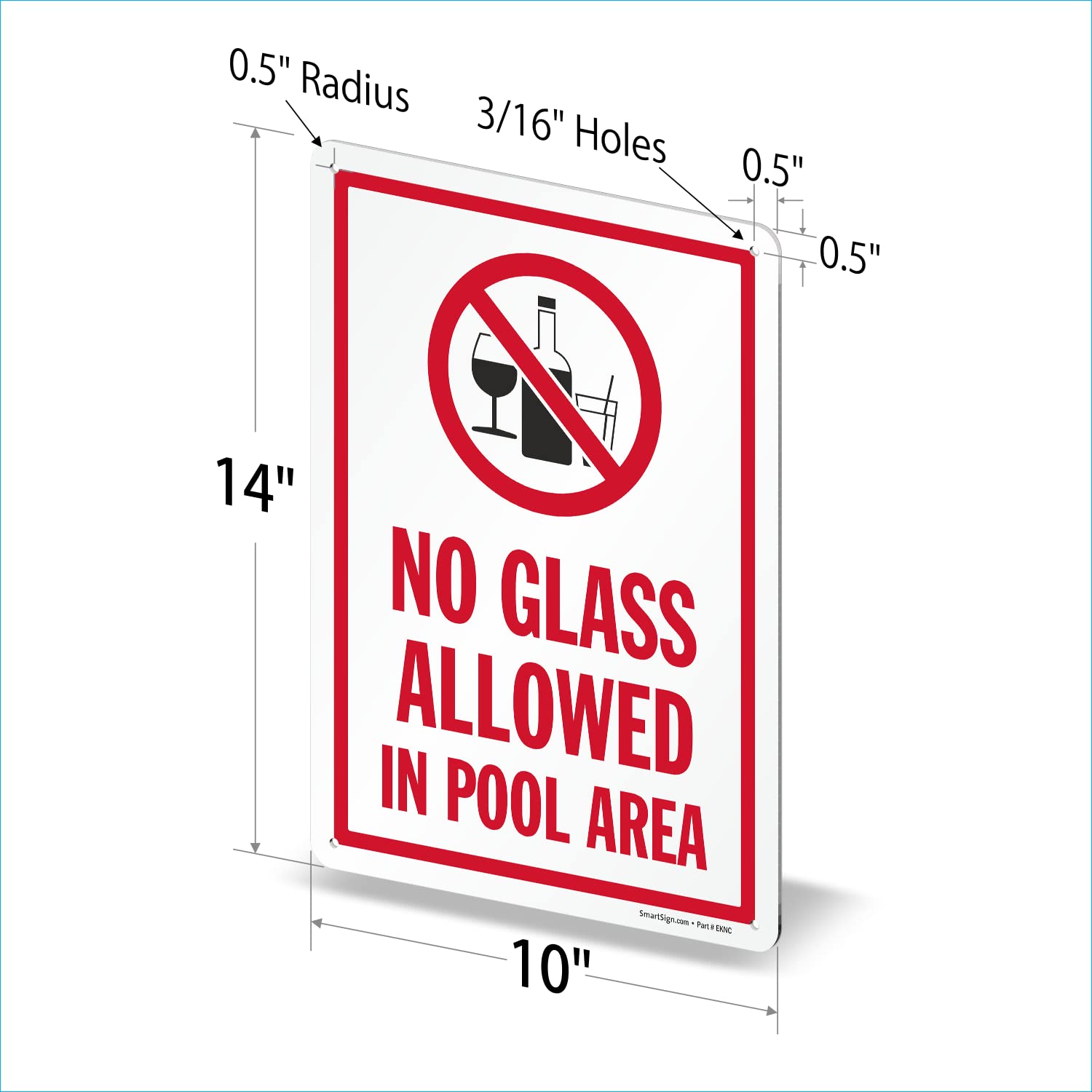 Snapklik.com : SmartSign 14 X 10 Inch No Glass Allowed In Pool Area ...