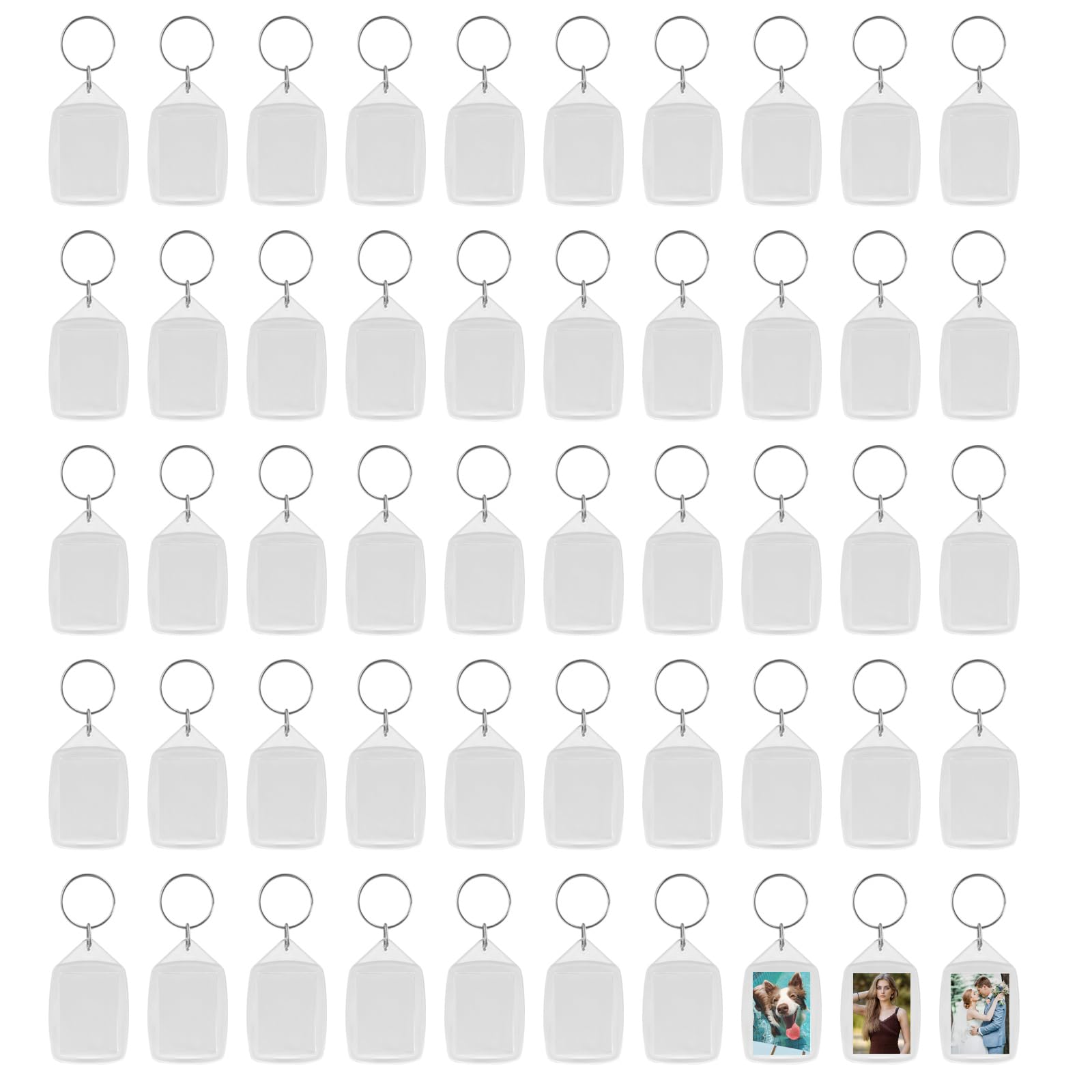 VIDETOL 100 Pcs Blank Photo Insert Key Chains, Acrylic Clear Photo ...