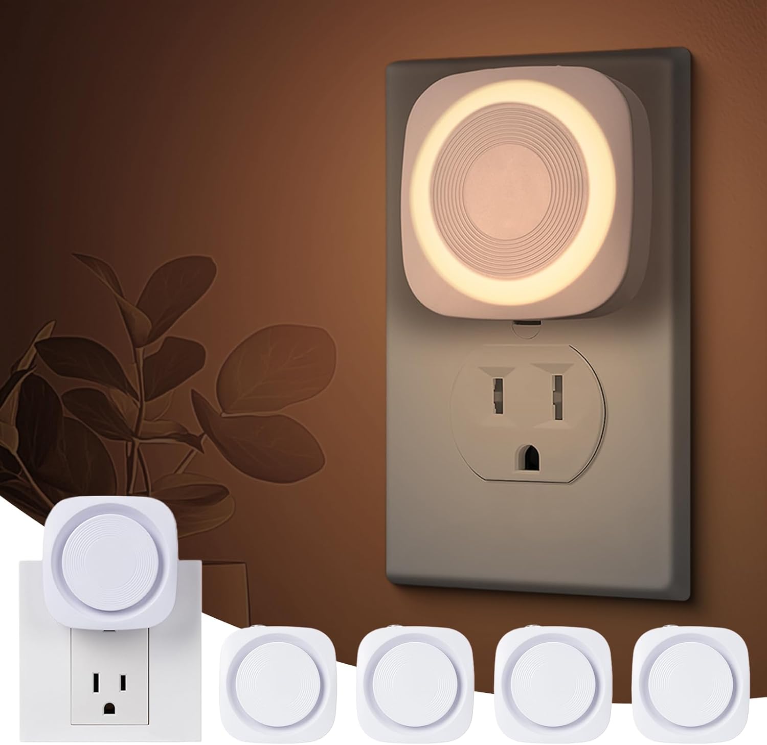Fusunloh Warm White Night Lights Plug in to Wall,4 Packs Dimmable Night ...