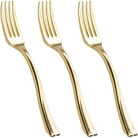 Amazon.com: CertBuy Premium Gold Plastic Forks 4 Inch 300 Pack Heavy ...
