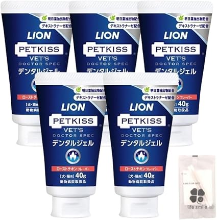 Amazon.co.jp: 【5個セット】【3種類から選べる】 ライオン PETKISS ベッツドクタースペック デンタルジェル 40g 犬猫用 オリジナルコットンセット付き (40g, 02 ...