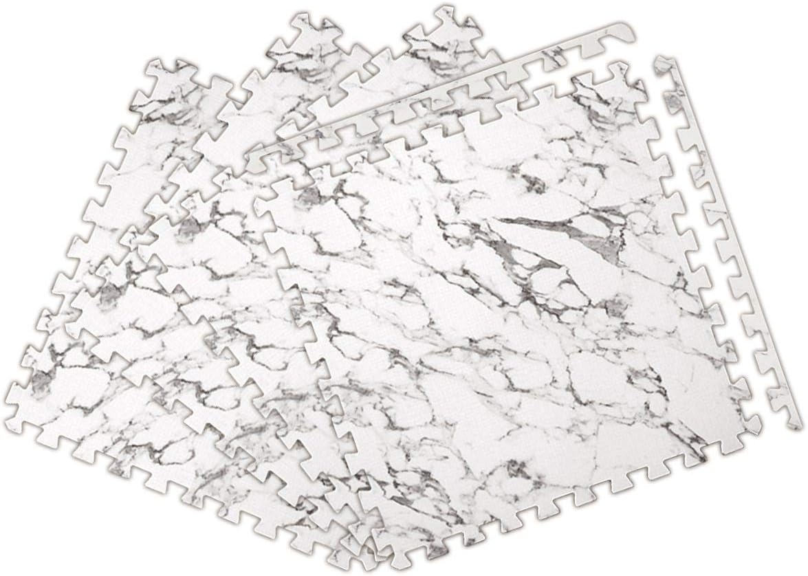 Amazon.co.jp: WEIMALL ジョイントマット 大理石調 約6畳用 32枚組 大判60cm 厚さ1cm サイドパーツ付き 床暖房対応 防音 抗菌 ノンホルムアルデヒド フロア ...