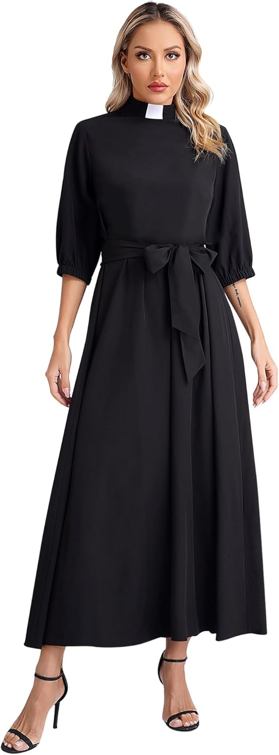 Freebily Women's Clergy Dress Church Minister Long Maxi Dress ...