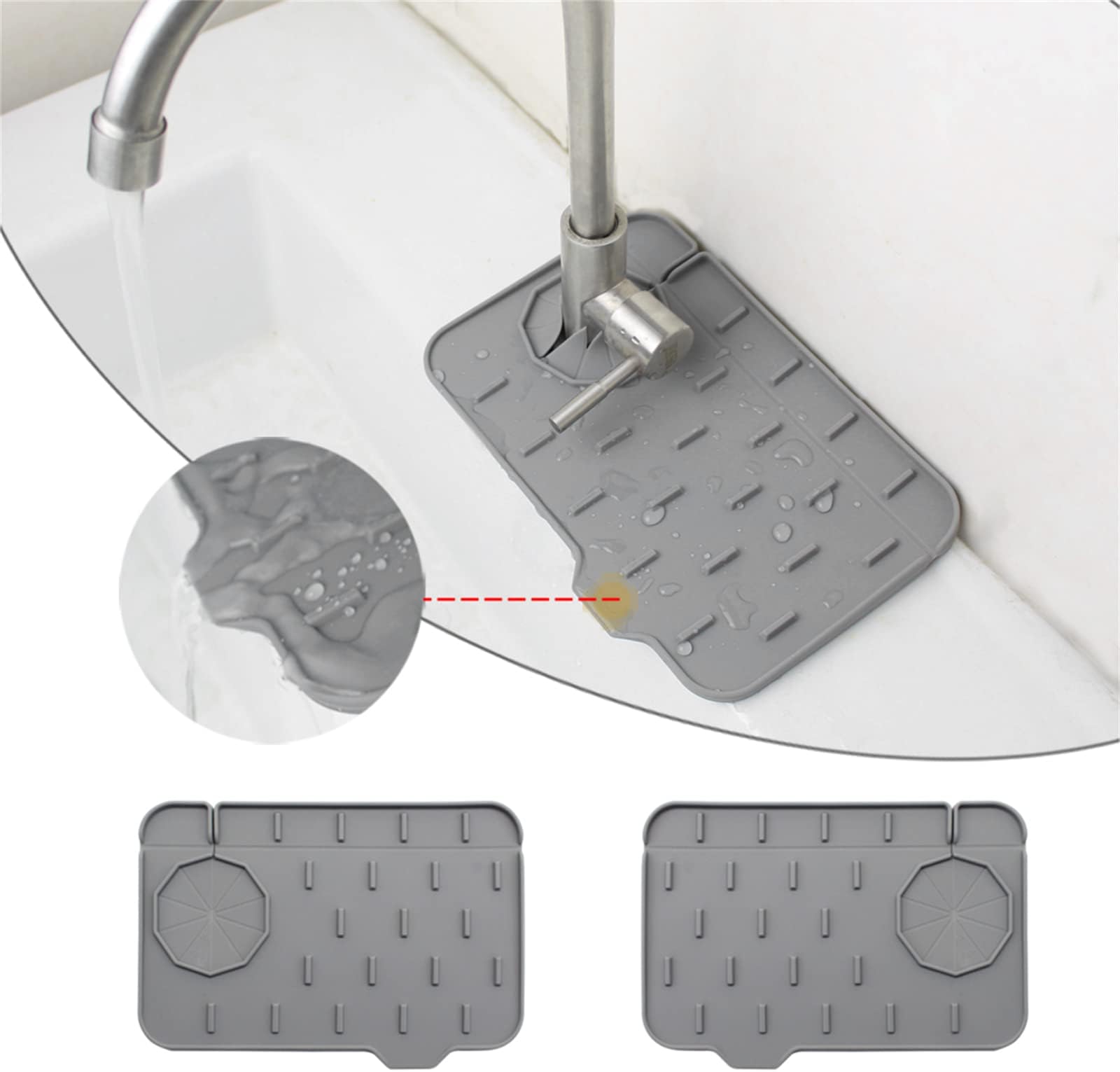 Amazon.com: Pack of 3 Kitchen and Bathroom Sink Splash Guard Faucet Mat ...