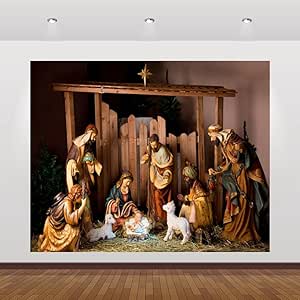 Amazon.com : Christmas Nativity Scene Backdrop 10x8ft Birth of Jesus ...