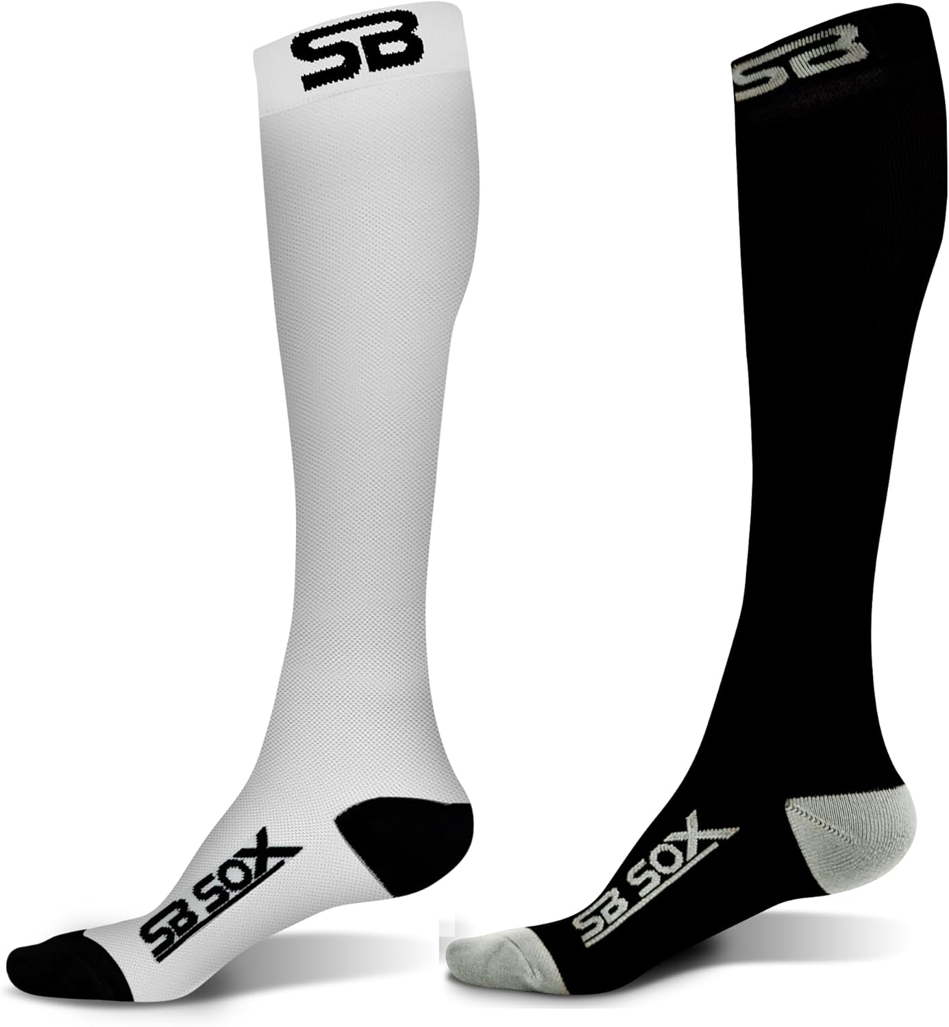Amazon.com: 2 Pairs Size Large Compression Socks (White/Black + Black ...