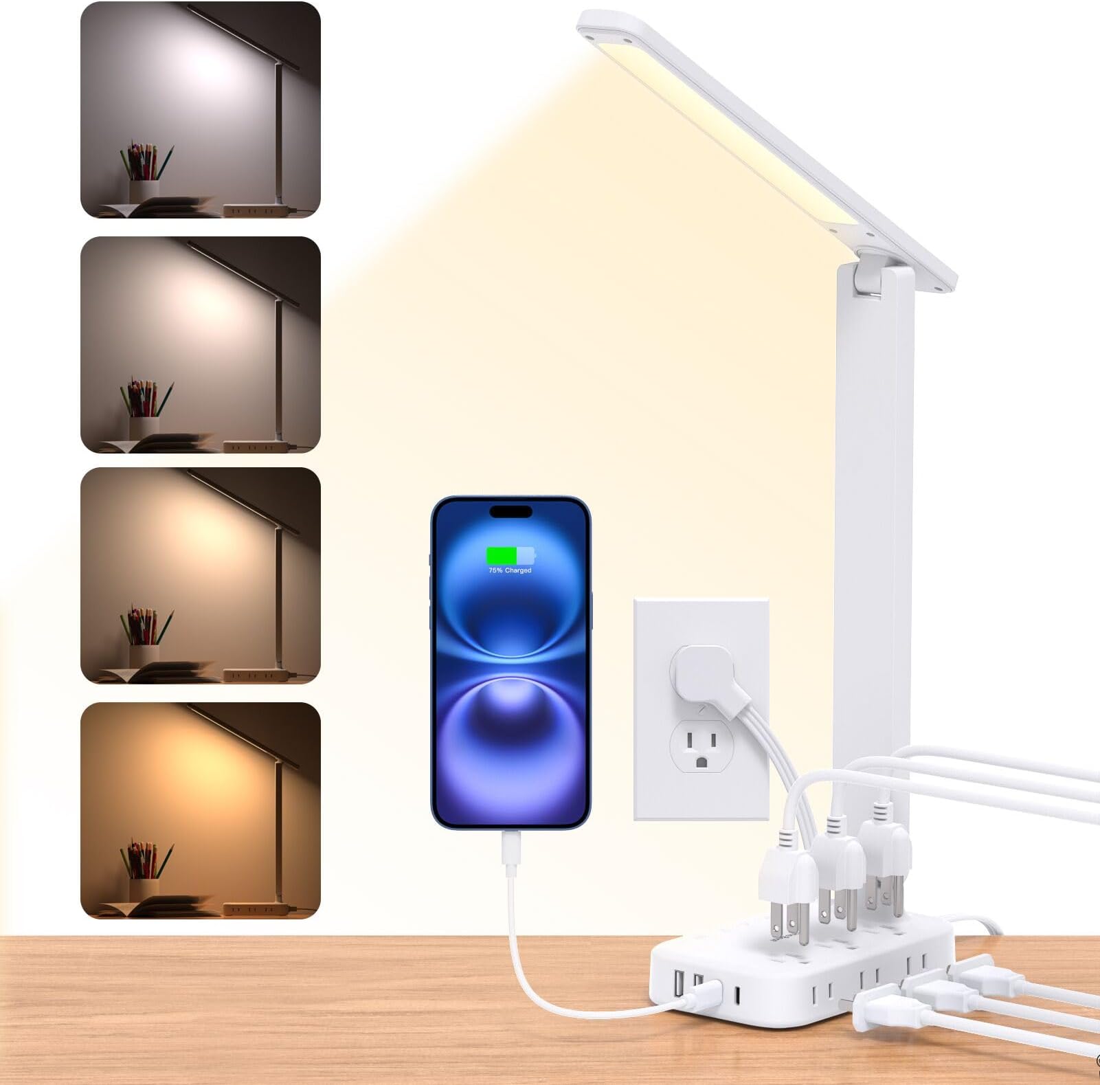 Amazon.com: One Beat Desk Lamp with 6 Outlets 4 USB Ports(2×USB-C),Eye ...