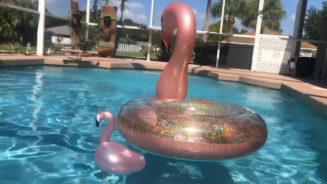 Watch GROBRO7 Giant Inflatable Flamingo Pool Float on Amazon Live