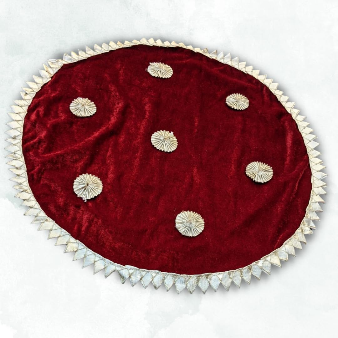 Sugam Creations Velvet Round Thal Posh Thali Cover Pooja Thali | Thali ...
