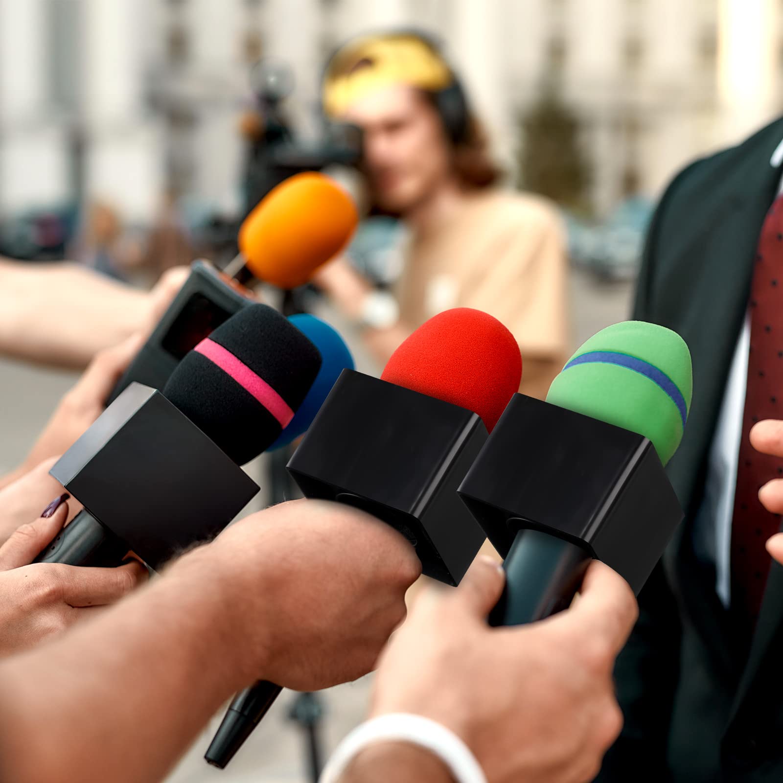 Snapklik.com : 10 Pcs Microphone Flag Station Portable Square Cube ABS ...