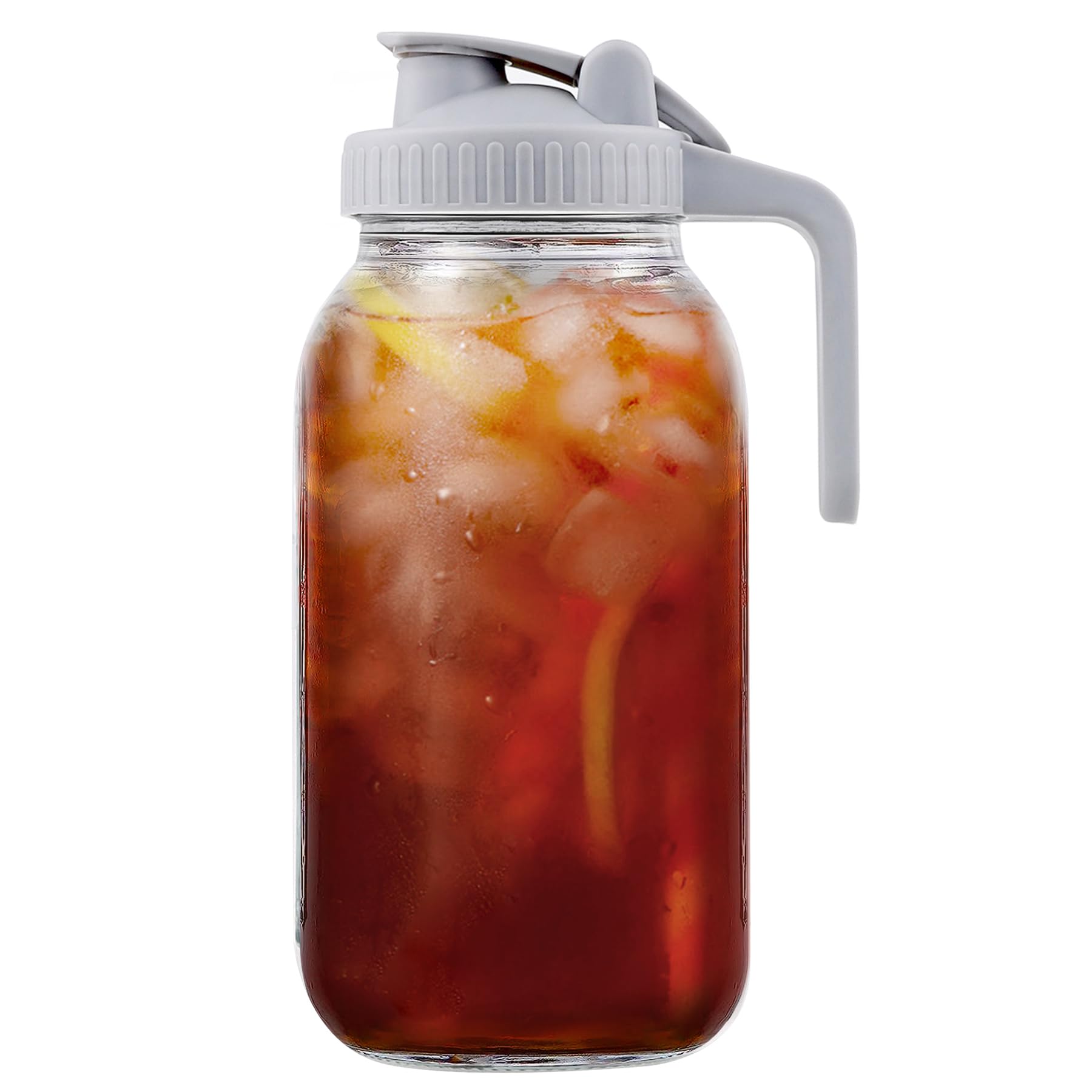 Glass Pitcher with Lid â€“ 2 Quart Mason Jar Pitcher with Spout, 64 oz ...