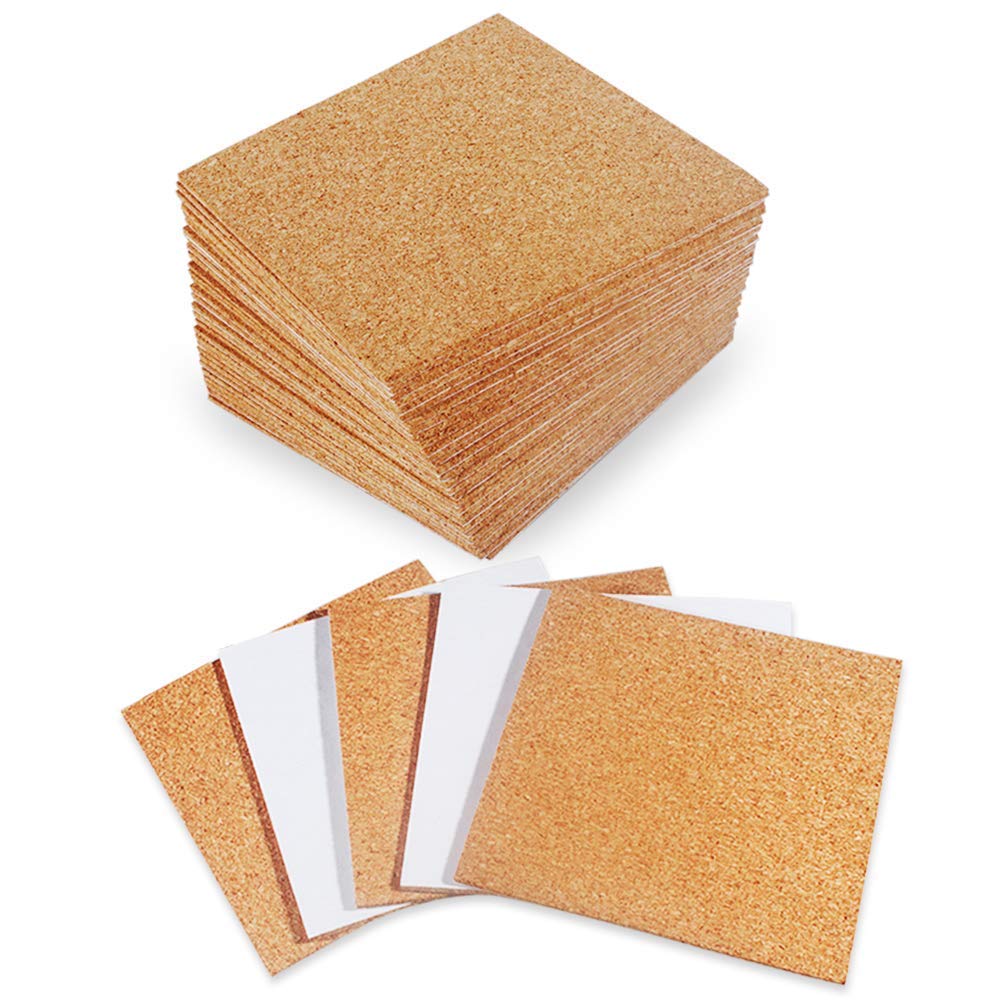 30 Pack Self-Adhesive Cork Squares 4” x 4” Cork Tiles Cork Backing ...