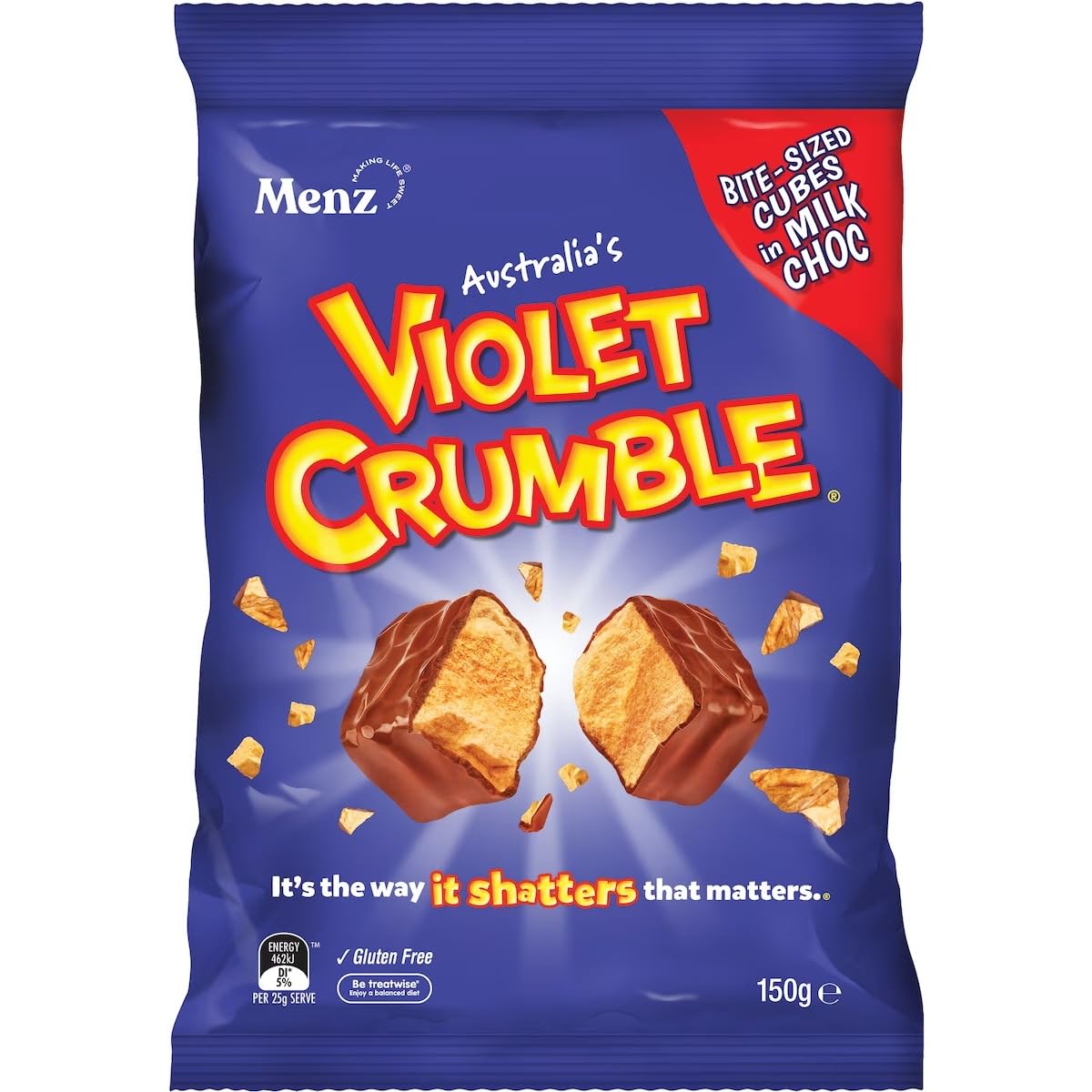 Amazon.com: Violet Crumble Cubes Choc Honeycomb – Original, 150g Bag ...
