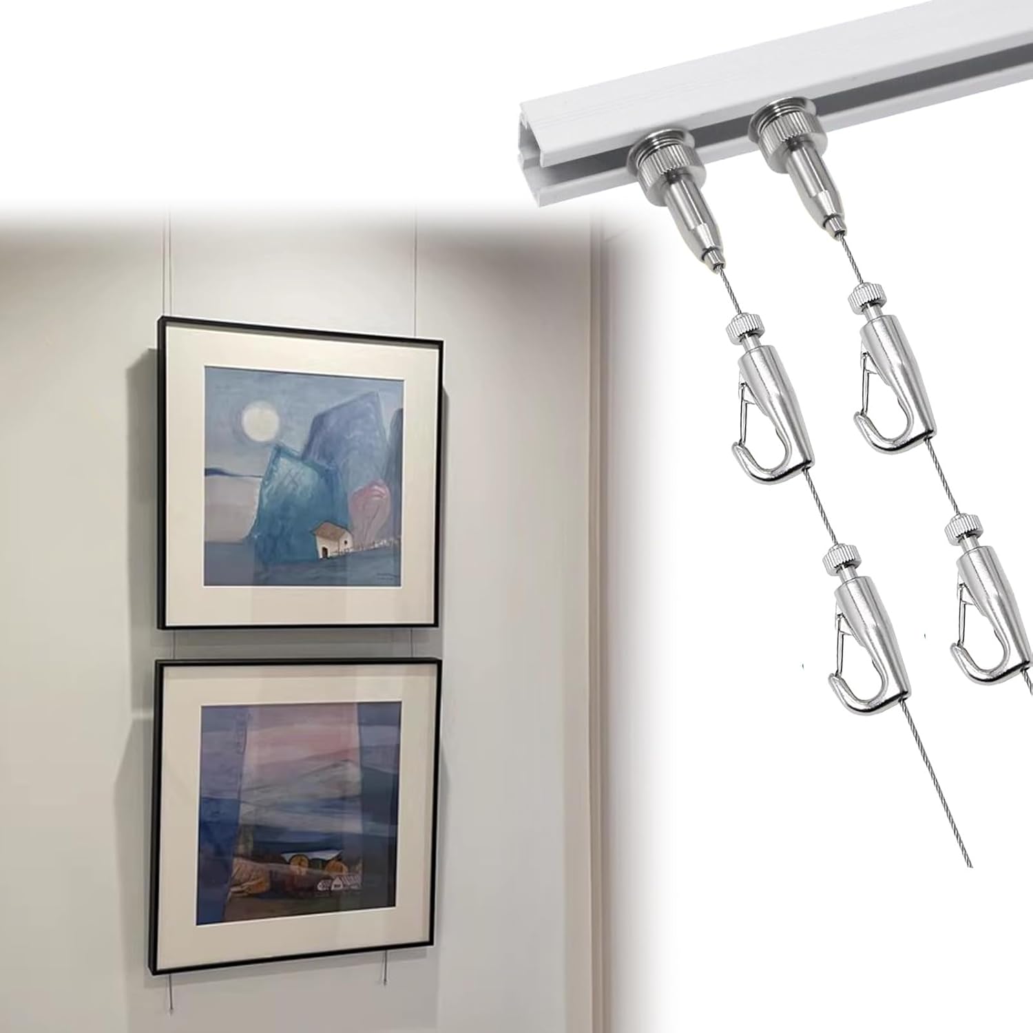 Ceiling Picture Rail Hooks and Wire Hanging System, Canvas Poster ...