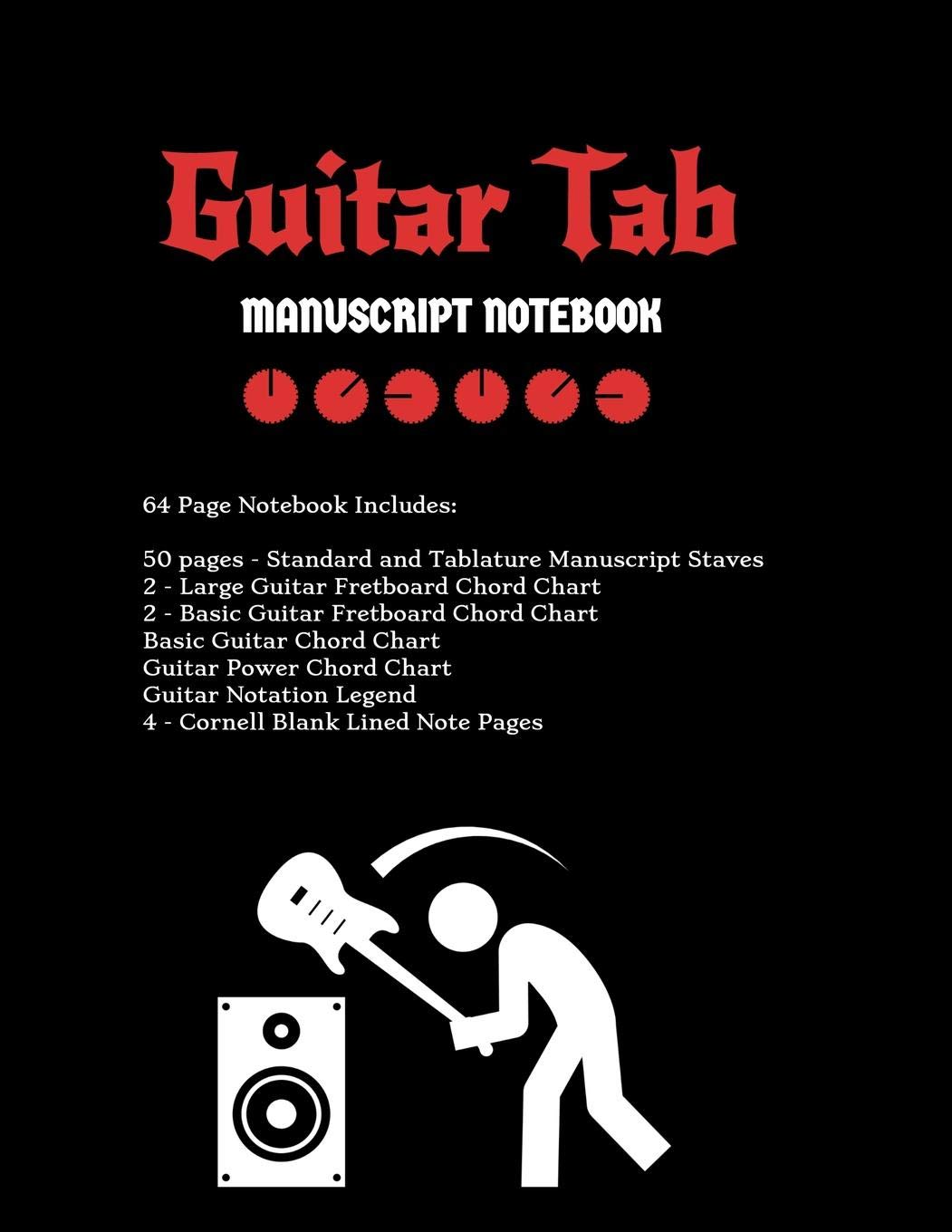 Guitar Tab Notebook Standard And Tablature Staves W Basic Chord ...
