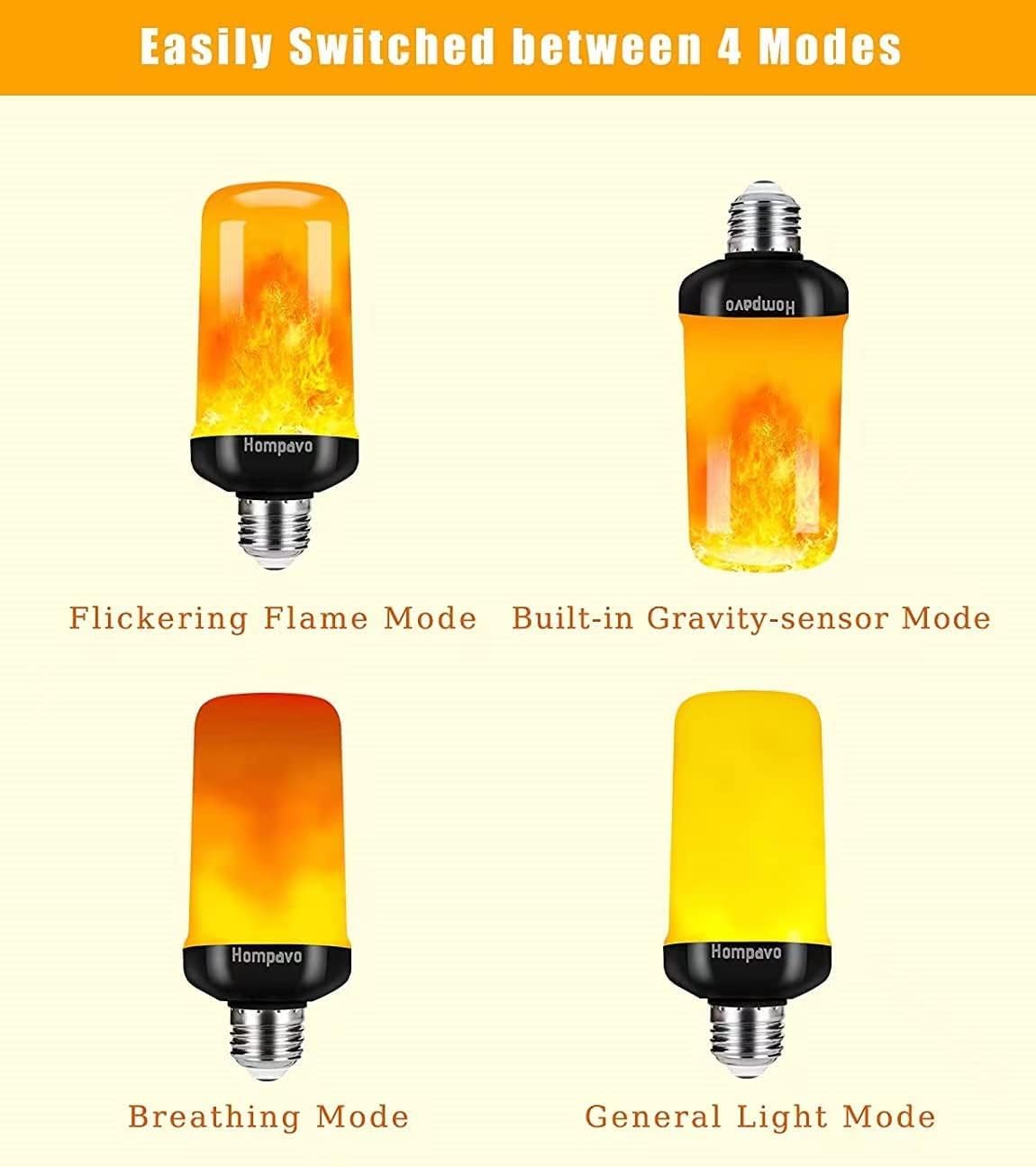 Cosas De Halloween Y- STOP Upgraded LED Flame Light Bulb, 4 Modes Fire ...