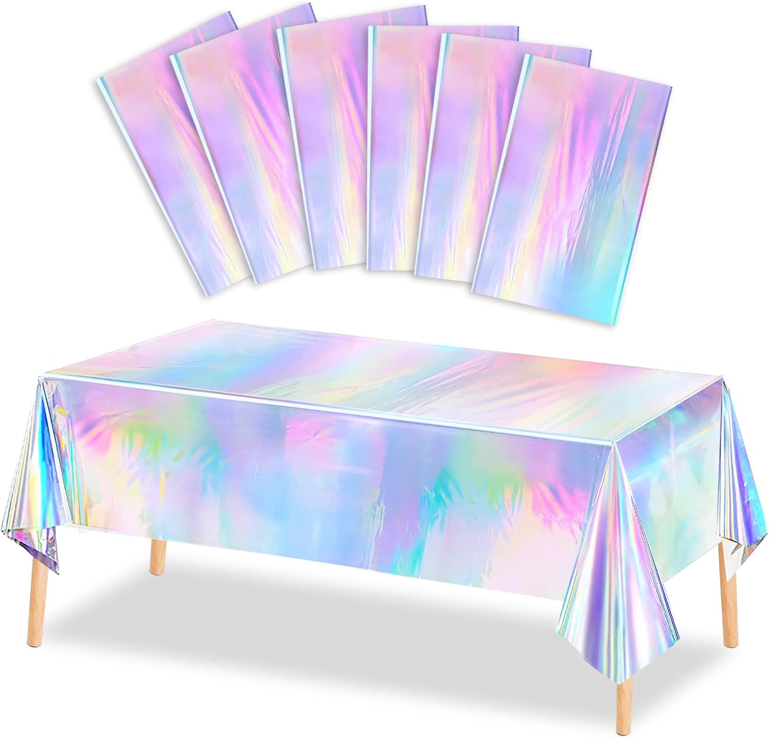 Amazon.com: MADLYN RHUE 6 Pack Iridescence Plastic Tablecloths Shiny ...