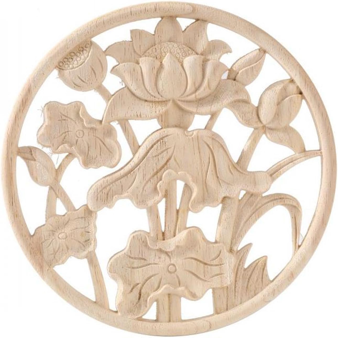 Amazon.com - BSYMDH Handmade Round Wood Appliques Onlays Unpainted ...