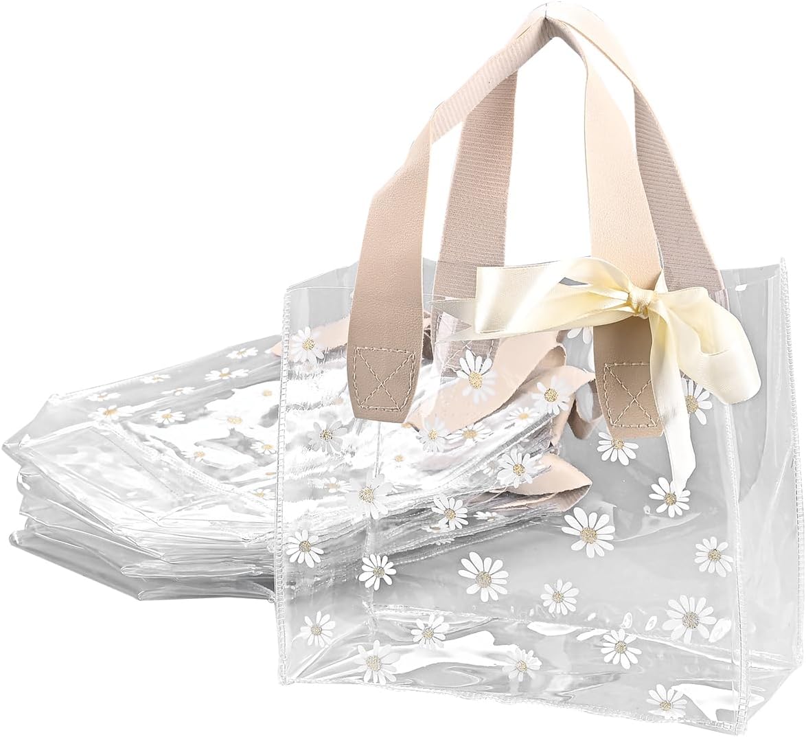 Amazon.com: TSAZZZ 6Pcs Clear Daisy Gift Bags With Handles Plastic PVC ...