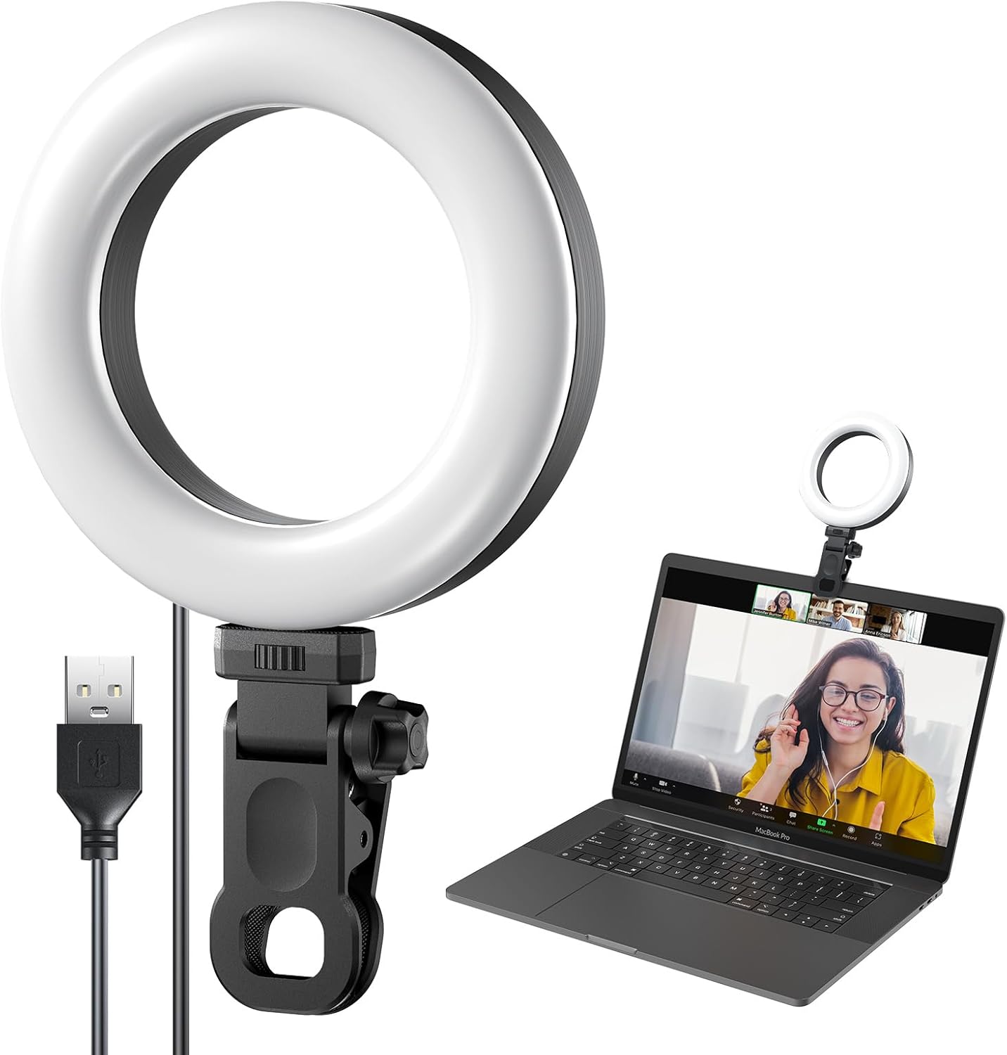 Meyin Ring Light Clip on Laptop Monitor, Video Conference Lighting 10 ...
