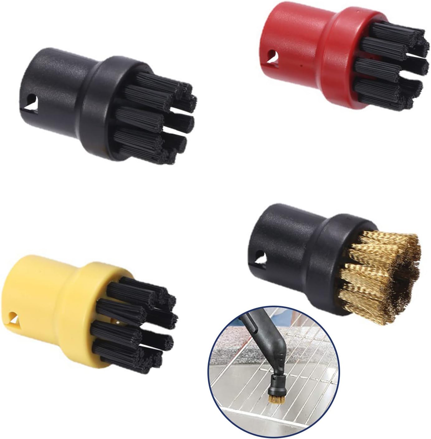 4Pcs Steam Cleaner Nylon Round Brush Nozzle Attachment Set Muticolor ...