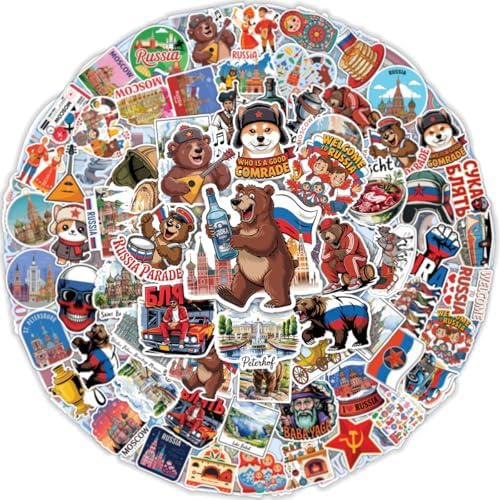 Amazon.com: 64PCS Russia Stickers – Russian Aesthetic Vinyl Decals for ...
