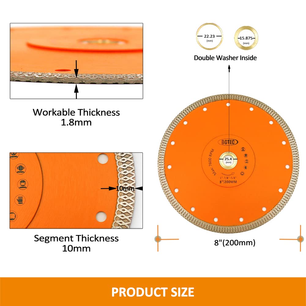 Snapklik.com : Diamond Porcelain Saw Blade, 8 Inch/200MM X Mesh Turbo ...