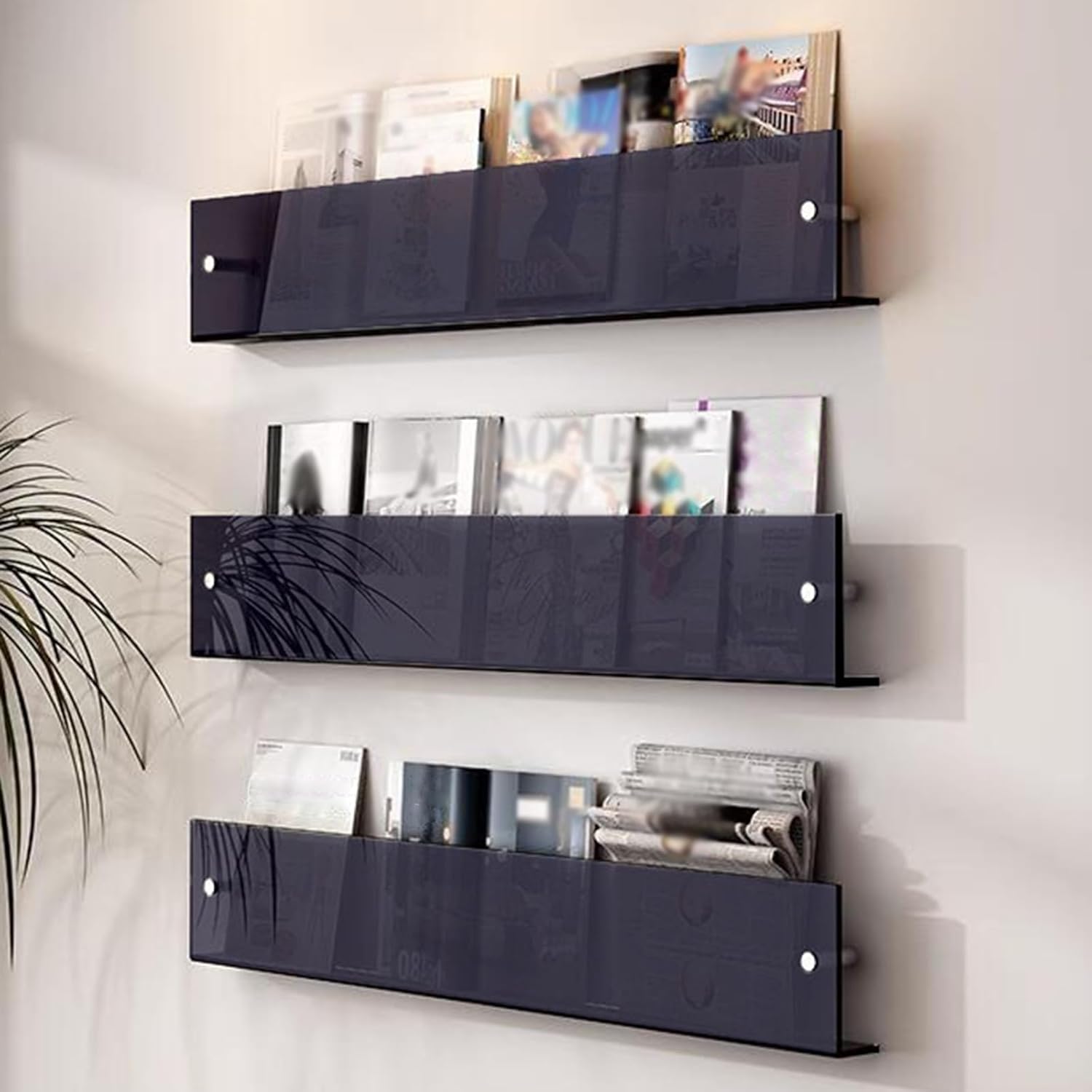 Amazon.com: Brochure Holder Wall Mount Acrylic Floating Bookshelf ...