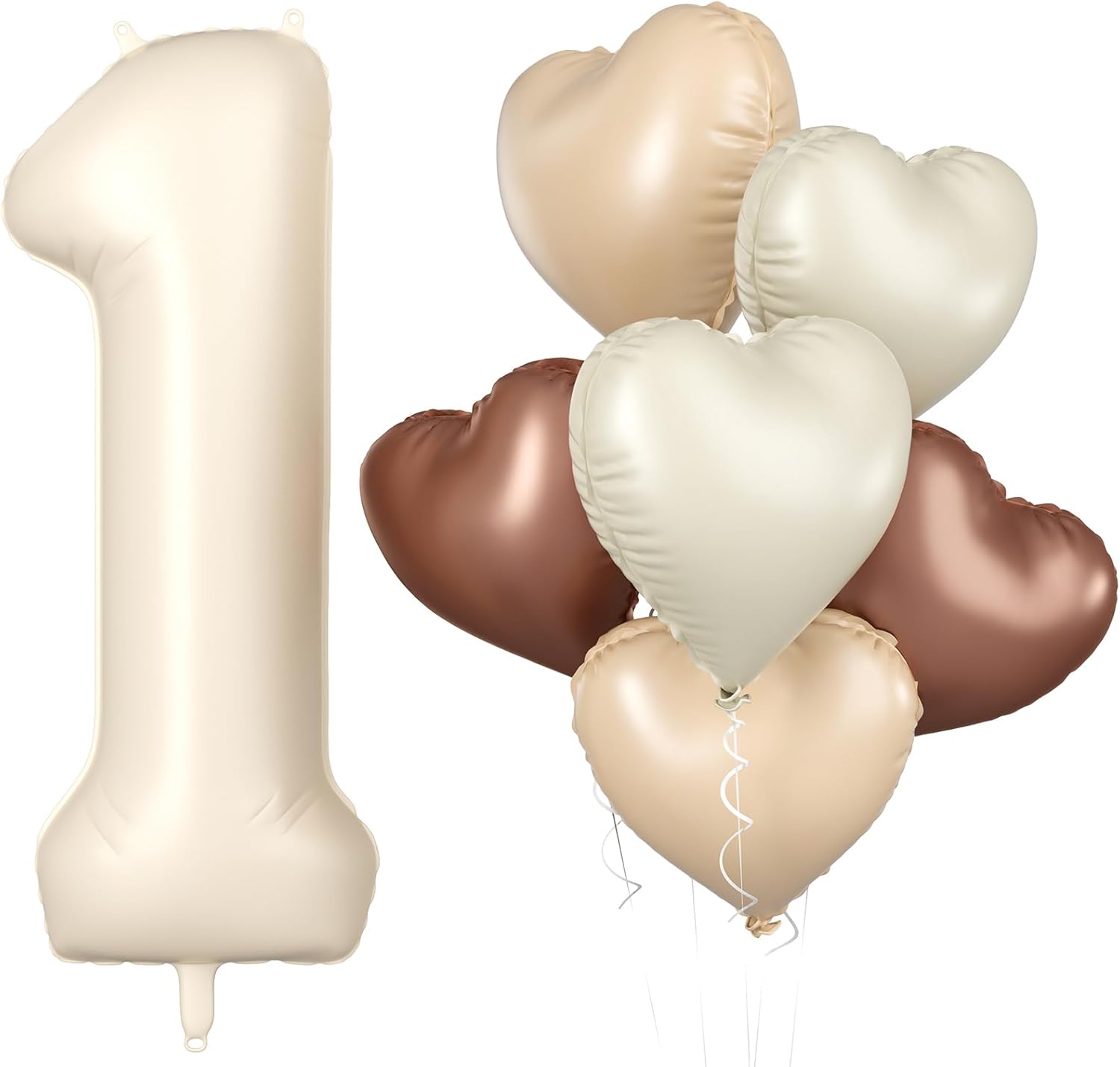 Amazon.com: Biapian 40 Inch Cream White Number 1 Balloons, Beige White ...