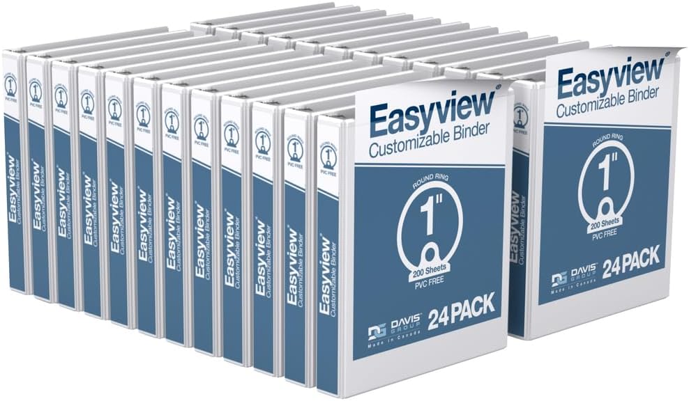Amazon.com : EasyView Premium 1-Inch Binders with Clear-View Covers, 3 ...