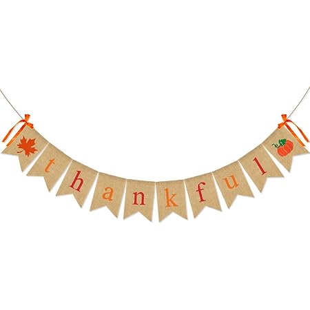 Amazon.com: Give Thanks Burlap Banner, Thanksgiving Banner Burlap ...