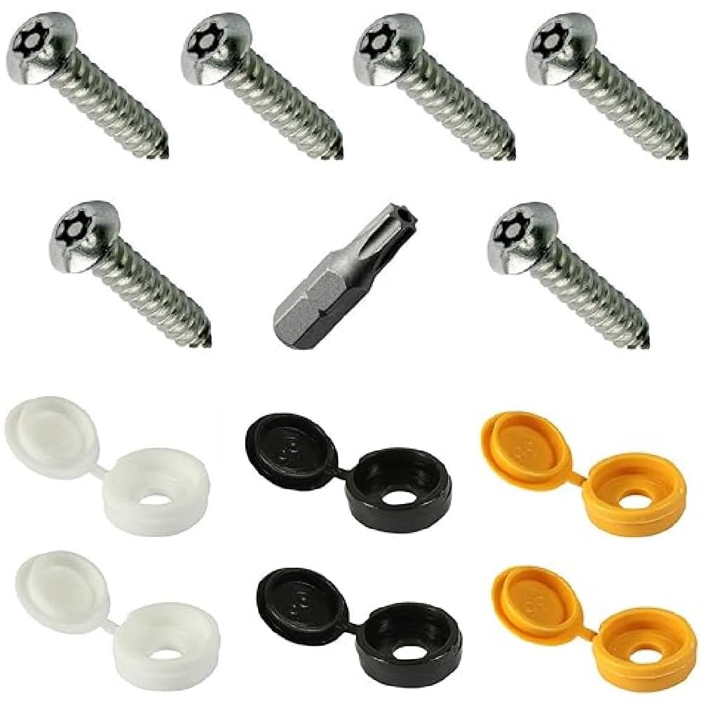 RADSO® Number Plate Anti-Theft Security Screws Cover Kit with Torx ...