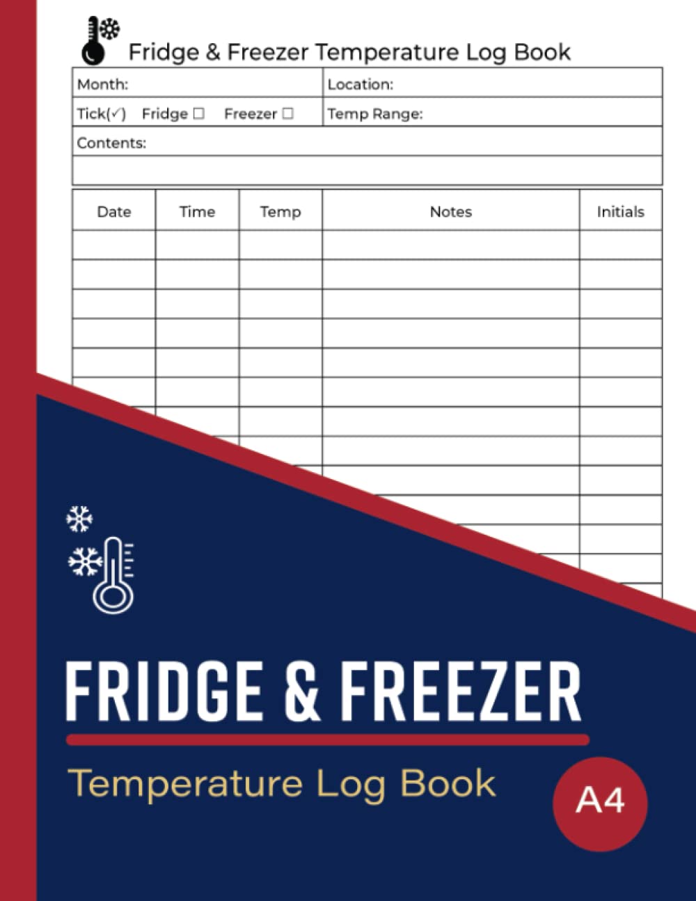 Fridge & Freezer Temperature Log Book: Suitable For Kitchens ...
