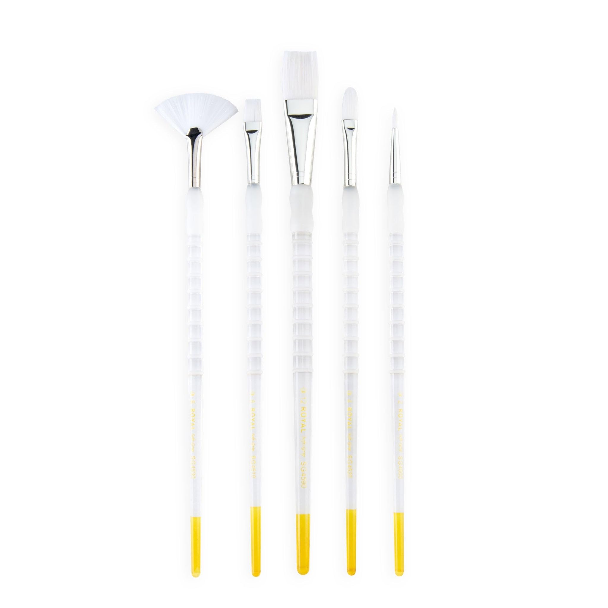 Value Pack Paintbrushes Royal Brush 5-Piece White Taklon Brush Set With ...