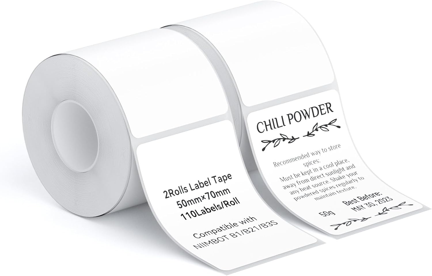 Amazon.com : NIIMBOT 2 Rolls Labels for B1/B21/B3S Label Maker, 50 x 70 ...