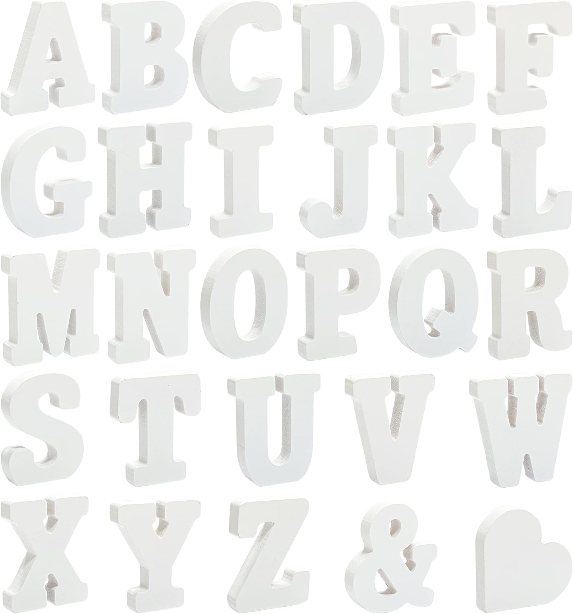 Amazon.com: 3 Inch 56 Pieces White Wood Letters Table Standing Alphabet ...