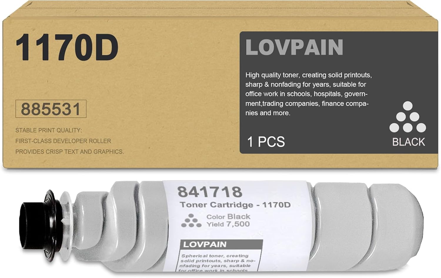 Amazon.com: Type 1170D/S15/LD015 Black Toner Cartridge (1-Pack) -Lovn ...