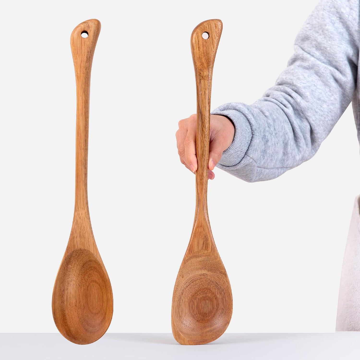 Amazon.com: LOCDION Long Wooden Spoons for Cooking,17-inch Large Wooden ...