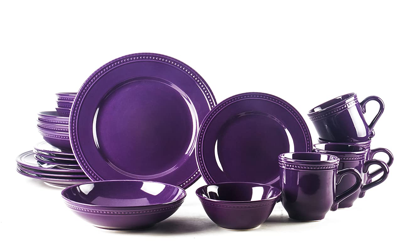 Amazon.com | HomeVss, Pearl Dots Stoneware Dinnerware Set (20pc Set ...