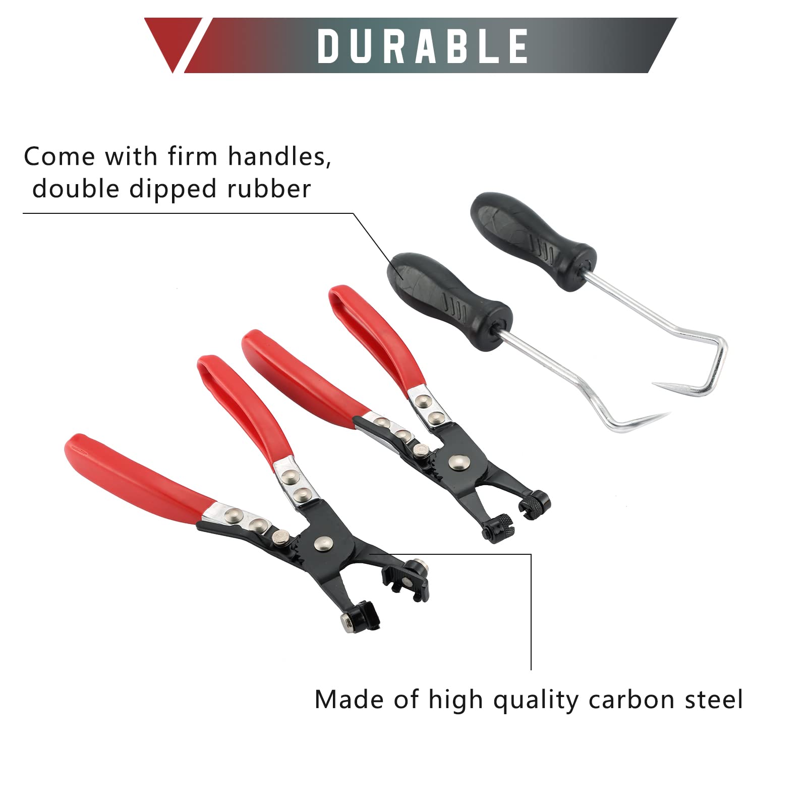 KUNTEC 2-Piece Hose Clamp Pliers Set - Swivel Jaw Tools For Tight ...