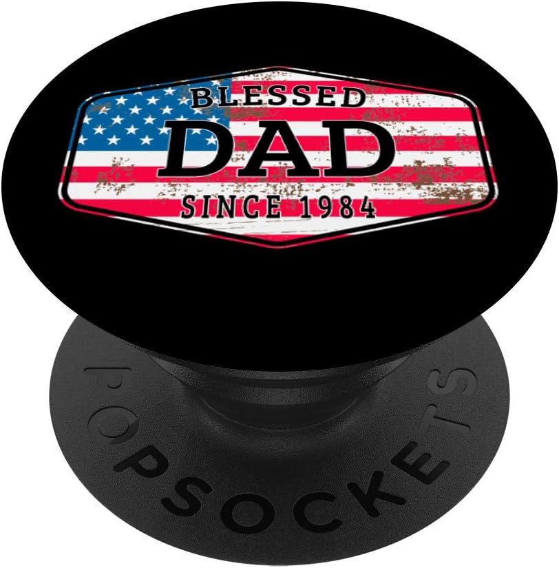 Amazon.com: Blessed Dad Since 1984 - Vintage American Flag PopSockets ...