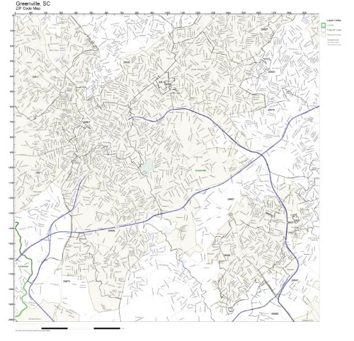 ZIP Code Wall Map of Greenville, SC ZIP Code Map Laminated: Amazon.com ...