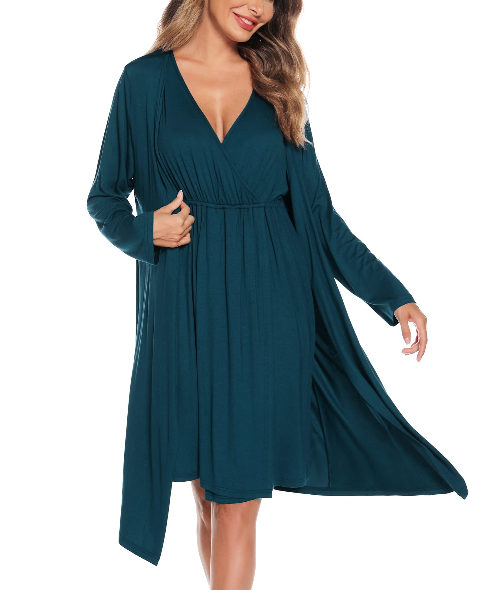 Snapklik.com : Women Maternity Nursing Gown And Robe Set 3 In 1 Labor ...