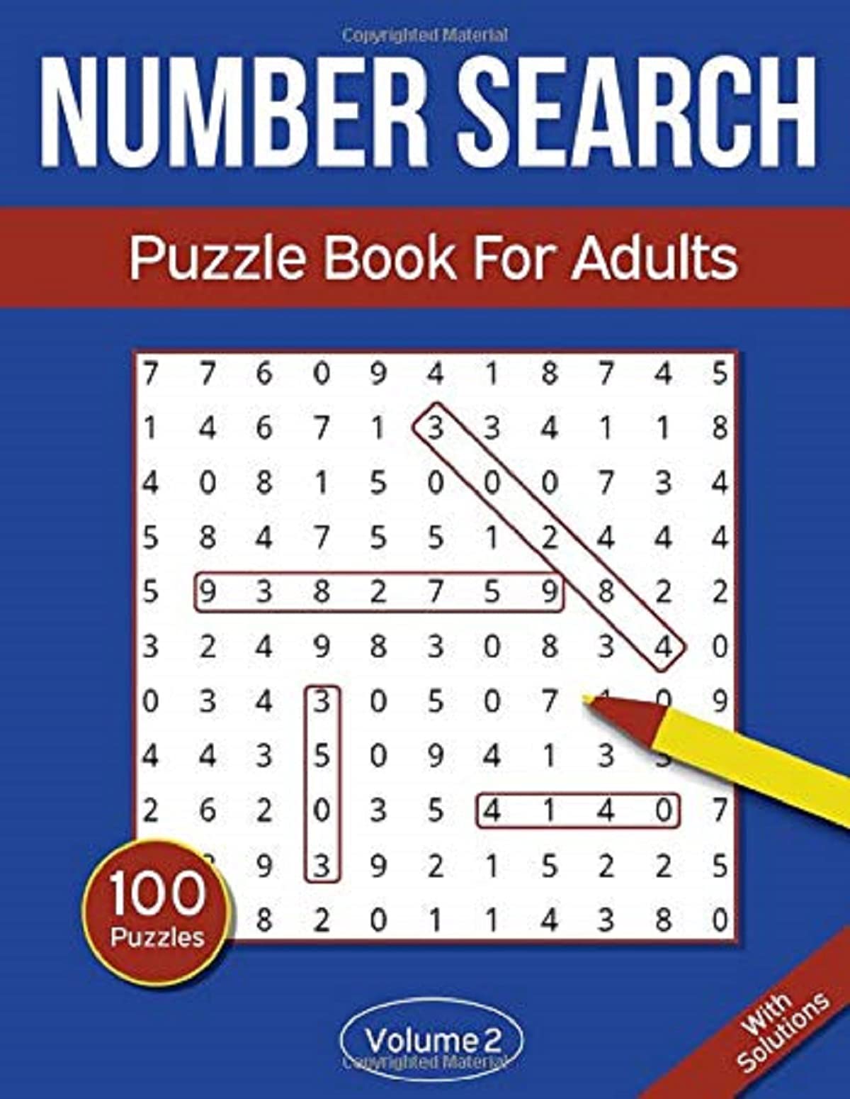 Number Search Puzzle Book For Adults: Number Search Book With 100 ...